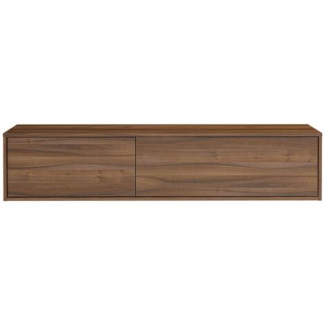 Mueble de baño flotante color natural oscuro - 150 cm - ISAURE
