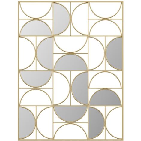 Espejo art déco de metal - L.77 x Alt. 102 cm - Dorado - TAYAN