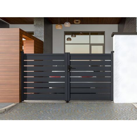 Pack portón motorizado calado antracita de aluminio PRIMO - Ancho 300 x ...