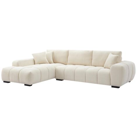 Sofá rinconero izquierda de tela beige BERENIA