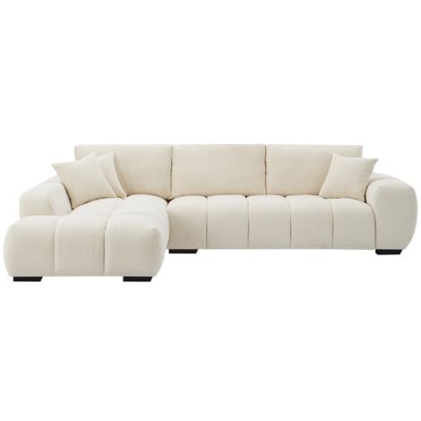 Sofá rinconero izquierda de tela beige BERENIA