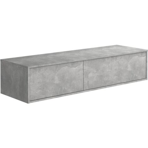 Mueble de baño bajo lavabo flotante - Color gris cemento - L150 cm ...