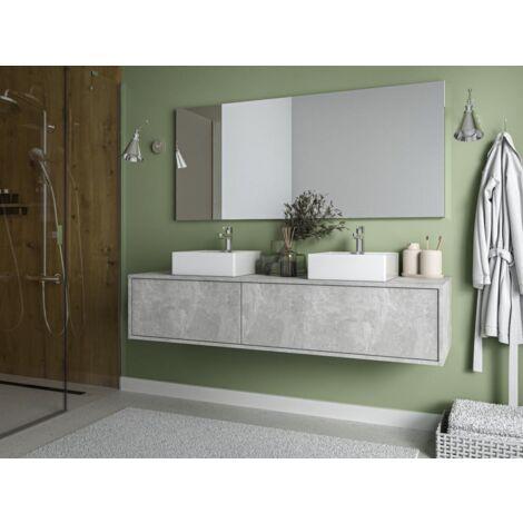 Mueble de baño flotante gris con doble lavabo - Ancho 150 cm - ISAURE II