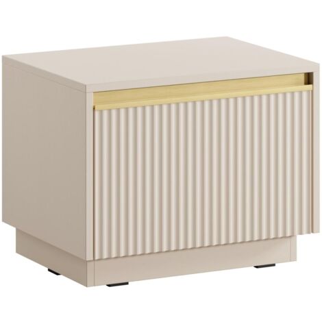 Mesita de noche con 1 cajón - MDF - Beige y dorado - POSINIA de Pascal ...