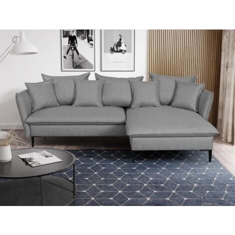 Sofá cama rinconera de tela gris LAZARE de PASCAL MORABITO - Ángulo derecho