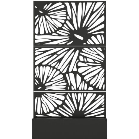 Jardinera con enrejado de diseño - L92 x P32.5 x Alt. 173 cm - negro ...