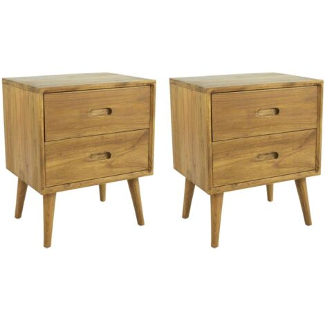 Lote de 2 mesitas de noche con 2 cajones - Madera de mindi - Color ...