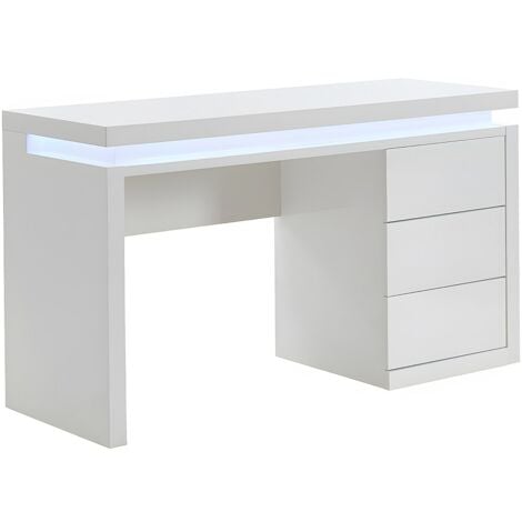 Scrivania - 3 cassetti - LED - MDF laccato bianco - EMERSON