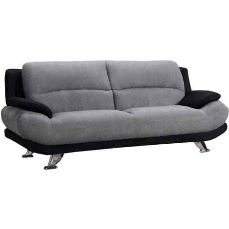 Divano 3 posti in microfibra Bicolore grigio e nero - MUSKO