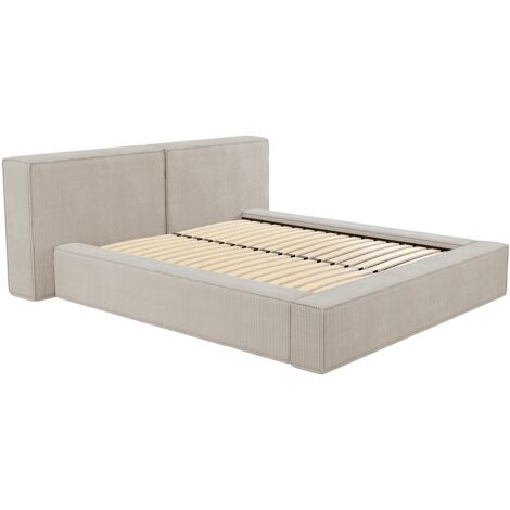 Letto con contenitore 180 x 200 cm Velluto a coste Beige TIMANO di ...