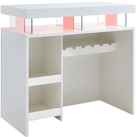 Mobile da bar con LED in MDF Bianco laccato - FABIO II