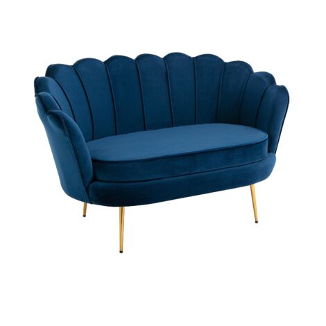 Divano 2 posti conchiglie in Velluto Blu notte - DANDELION di Pascal ...