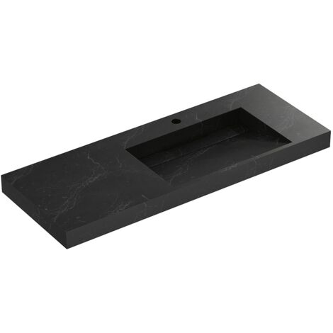 Lavabo sospeso in Solid Surface effetto marmo Nero 120 x 45 x 8 cm - OKAPA