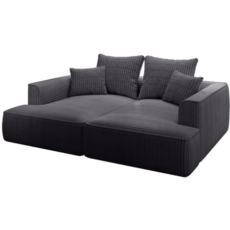 Divano 3 posti seduta comoda e profonda in velluto a coste grosse Nero ...