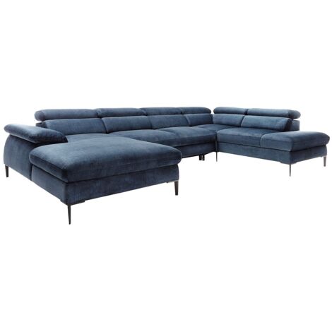 Divano letto panoramico in Velluto Blu notte - Angolo a sinistra ...