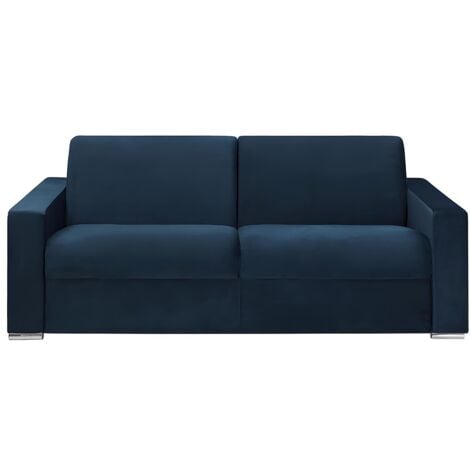 Divano letto 4 posti a ribalta in velluto Blu notte - Larghezza ...