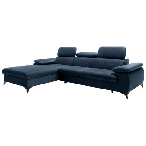 Divano letto in Velluto Blu notte - Angolo a sinistra - SAMARA di ...