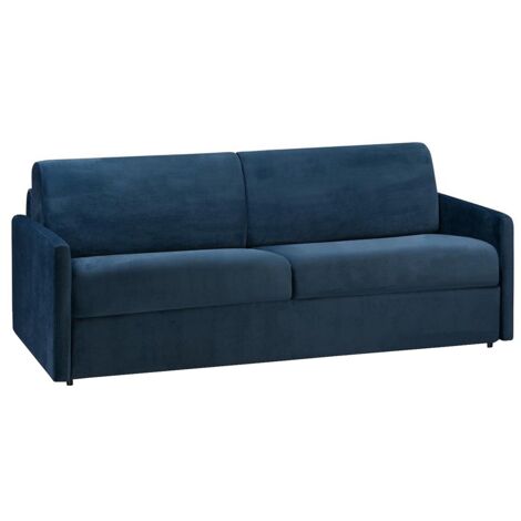 Divano letto 4 posti a ribalta in velluto Blu notte - Larghezza ...