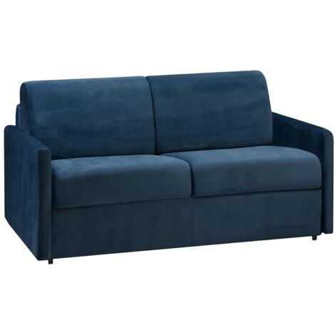 Divano letto 2 posti a ribalta in velluto Blu notte - Larghezza ...