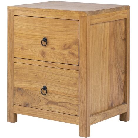 Comodino 2 cassetti Legno di Mindi Naturale - PILABO
