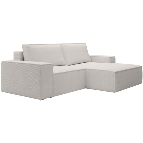 Piccolo divano letto angolo a destra in Velluto a coste Beige - AMELIA