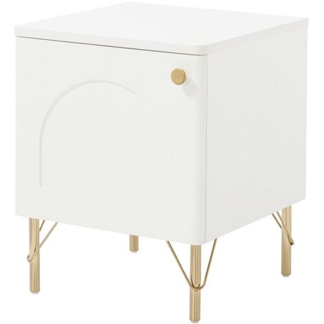 Comodino 1 anta Bianco e dorato - Lotto di 2 - ALOBARA