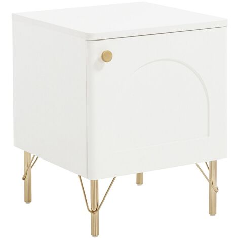 Comodino sinistro 1 anta Bianco e oro - ALOBARA