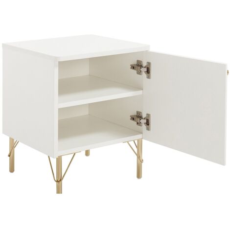 Comodino sinistro 1 anta Bianco e oro - ALOBARA