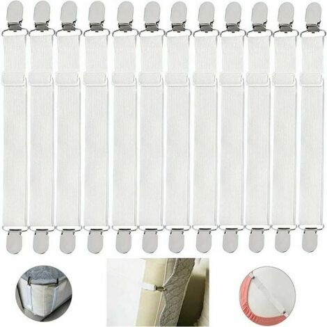 12 Elastic Tighteners, Bed Sheet Tighteners, Elastic Mattress Clip ...
