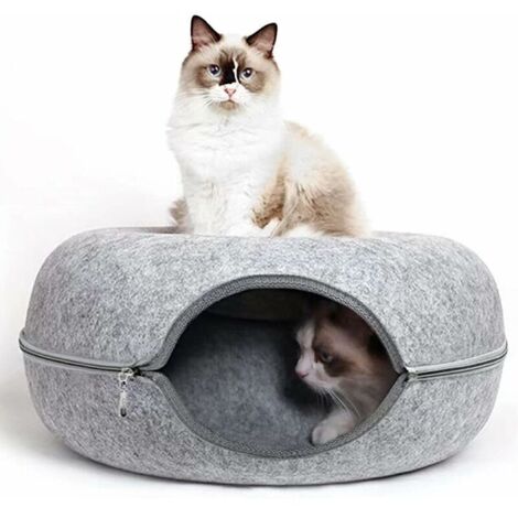Cat Tunnel Felt Tunnel Cat Toy Cat Bed Felt Cat Nest Round Design Cat Cave for Small Animals Rabbits Kittens Puppies and Dogs