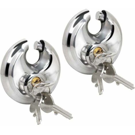 2 robust round security padlocks, round padlock with protected handles ...