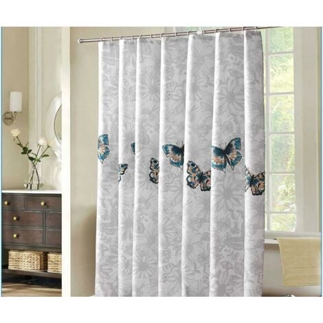 Shower Curtain 200x200cm Mildew Resistant Waterproof Thickened Polyester Fabric Bathroom Shower Curtain Liner Long Bath Curtain