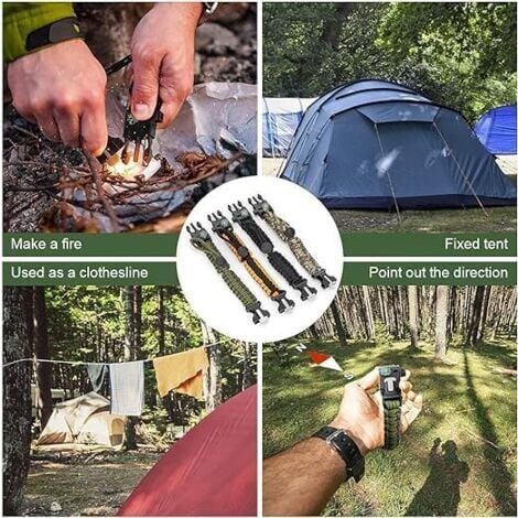 Survival Bracelets 4 Pack s Hiking Gear Wild Camping Gear Set Emergency Survival Kit with Fire