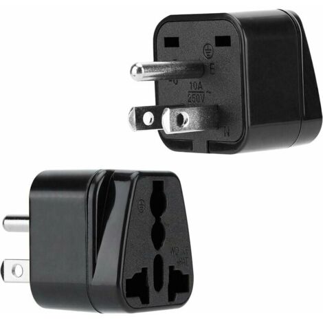 2X socket adapter in black - set of 2 travel adapters type B for ...