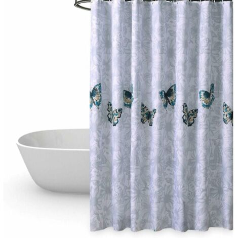 Shower Curtain 80x180cm Waterproof Mildew Resistant Antibacterial Odorless Polyester Hooks Bathtub Bathroom Curtains Butterfly Pattern