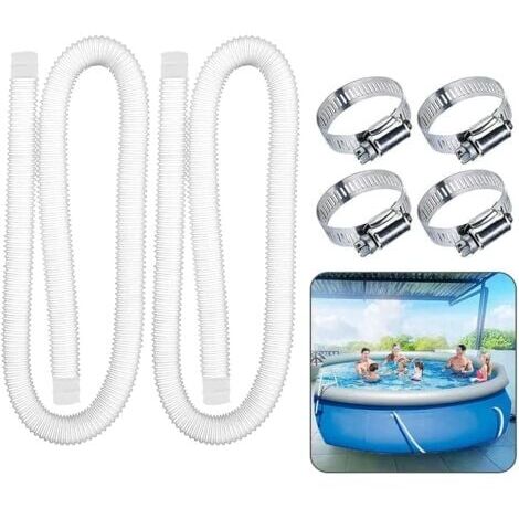 Pack of 2 replacement hoses for swimming pool pump with 4 metal hose ...