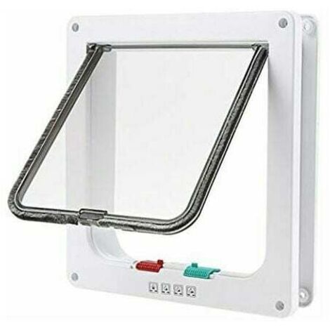 Large White Cat Flap, 4 Way Door Lock for Cat or Dog, Easy to Install ...