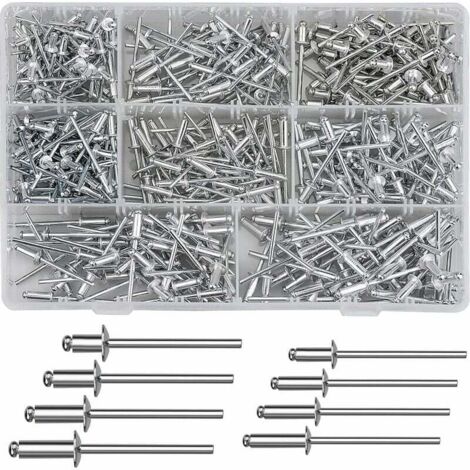 Blind rivets, 420 pieces M3.2 M4 aluminum blind rivet assortment 8 ...
