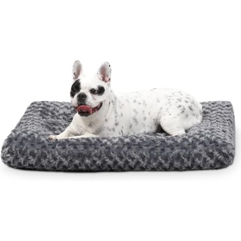Small Dog Bed Washable Calming Dog Bed Dog Crate Mattress with Non skid Bottom Fluffy Anti Anxiety Dog Beds Pet Beds Pillow Cushion for Dog Dark Grey 60x45x7cm