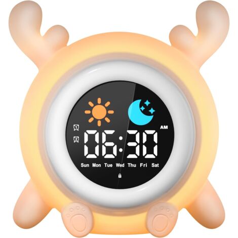 Kids Educational Alarm Clock Day/Night 2 Alarms/12/24 Hour/Snooze ...