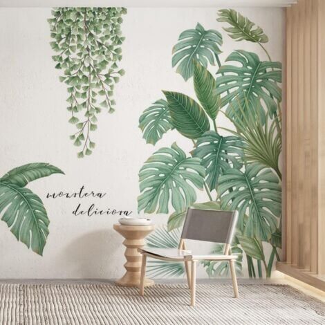 Tropical Plant Palm Leaf Stickers, Foliage Stickers, Vine Leaves Wall ...