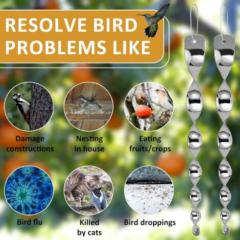 12 Pack Reflective Bird Repellent, Reflective Spiral Bird Repellent, Silver Pigeon Repellent for ...