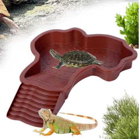 Turtle Pool Feeder, Reptile Water Bowl with Ladder, Turtle Water Basin ...