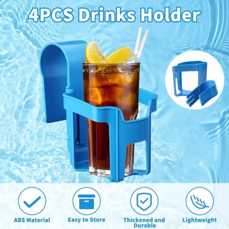 Pack Plastic Pool Cup Holders Multi-Functional Pool Accessories for ...