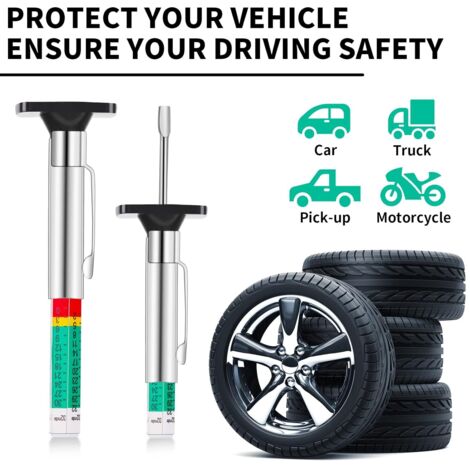 Tread Depth Gauge, 2 Pack Color Coded Tire Depth Gauge 32nd/25mm ...
