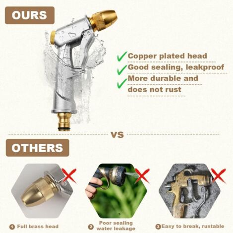Metal Garden Hose Gun, High Pressure Metal Watering Can, Heavy Duty ...