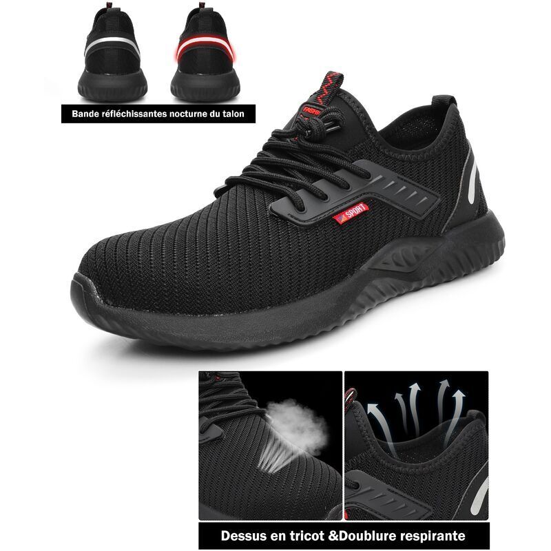 GABRIELLE Lightweight safety shoes safety sneakers work shoes construction shoes steel toe cap breathable non slip men s women s unisex size 46 EU