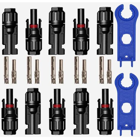 5 Pairs PV Connectors, AVCE Photovoltaic Solar Connectors, Hex Key ...