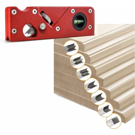 Woodworking Corner Planer Manual 45 Degree Chamfer Carpenter Edge Corner Flattening Tool for Chamfering and Trimming Wood DIY Tool Red 7Pcs GR Cutting Head