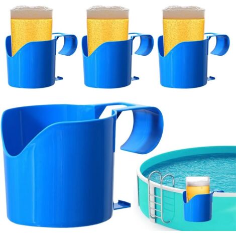 Poolside 4 Pack Plastic Pool Drink Holders Beer Crate Cooler for ...